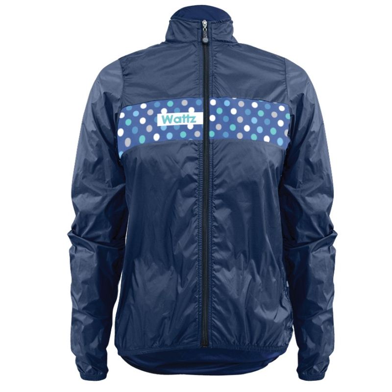 Wattz Ladies Blue Amplify Spots Rain Jacket | Cyclelab